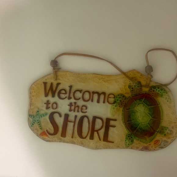 Wall Decor | Glass Sign Coastal Beach Turtle Welcome Sign Decor For ...